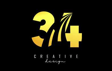 34 3 4 number logo design with a creative cut Vector Image
