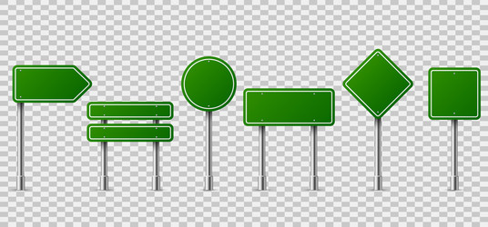 Big set green stop signs and traffic sign Vector Image