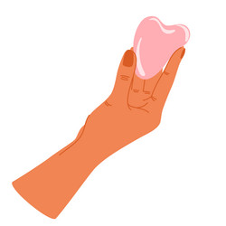 Womens hands holding cosmetic product set quartz Vector Image