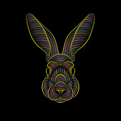 Engraving stylized psychedelic rabbit portrait Vector Image