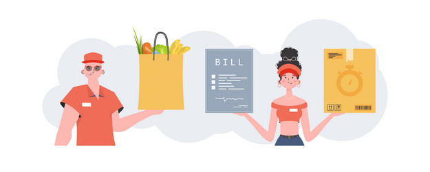 Delivery team ready banner trendy flat Royalty Free Vector