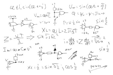 Radio engineering schemes electronic formulas Vector Image
