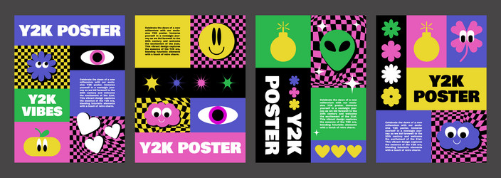 Y2k poster design template Royalty Free Vector Image