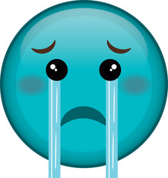 Crying face emoticon kawaii character Royalty Free Vector