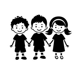 Happy children black icon on white background Vector Image