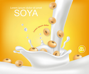 Soy milk mock up isolated realistic milk Vector Image
