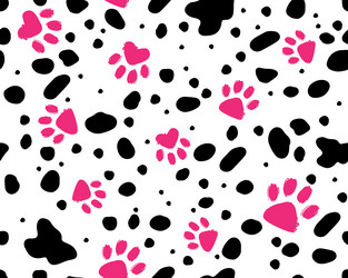 Animal paw print seamless pink and white pattern Vector Image