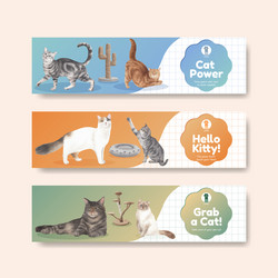 Animal banner with cat story for web design 2 Vector Image