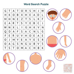 Crossword puzzle my body parts for children Vector Image