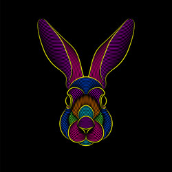Engraving stylized psychedelic rabbit portrait Vector Image