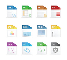 Pdf documents icons set Royalty Free Vector Image