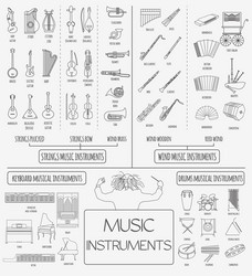 Musical instruments graphic template wind wooden Vector Image
