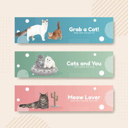 Animal banner with cat story for web design 2 Vector Image