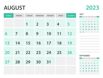 August 2024-calendar 2024 template on green Vector Image