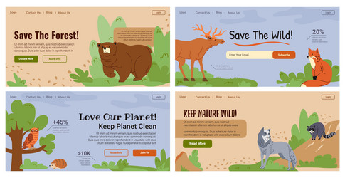 Animal banner with foxes for web design 2 Vector Image