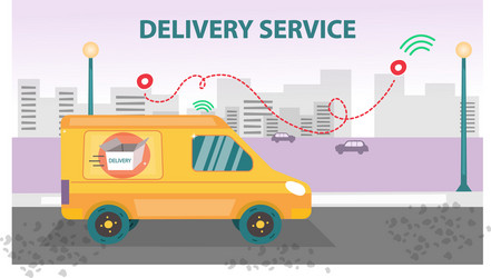 Smart delivery service concept truck Royalty Free Vector