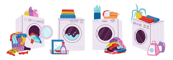 Modern washing machine set Royalty Free Vector Image