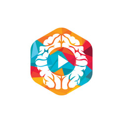 Brain media player logo design Royalty Free Vector Image