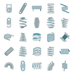 Coil spring cable icons set simple style Vector Image