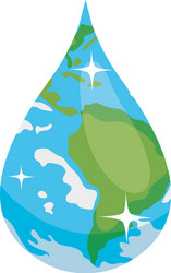 Earth in water drop shape colorful design Vector Image