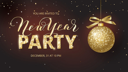 New year party banner golden sparkling glitter Vector Image