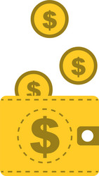 Wallet money dollar euro coins Royalty Free Vector Image