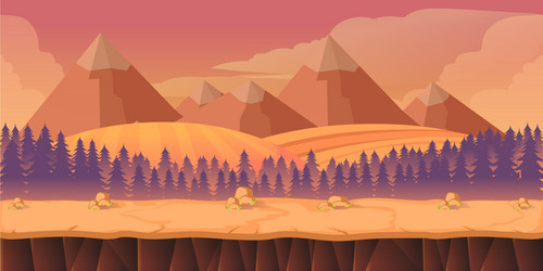 Forest game background 2d application Royalty Free Vector