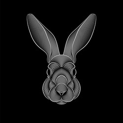 Engraving stylized psychedelic rabbit portrait Vector Image