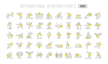 Set of linear icons international sporting Vector Image