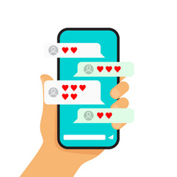 Smartphone screen with message heart speech Vector Image