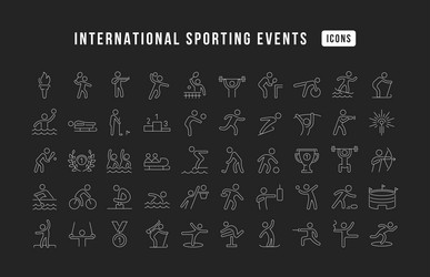 Set of linear icons international sporting Vector Image