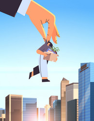 Big boss hand holding fired dismissed business Vector Image