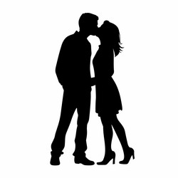 Kissing couple black icon on white background Vector Image