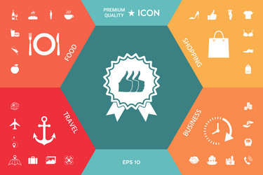 Three symbols thumb up gesture - label Royalty Free Vector