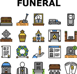 Funeral burial service collection icons set Vector Image
