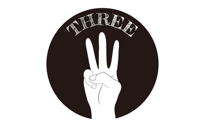 Hand sign icon number 3 finger letters Royalty Free Vector