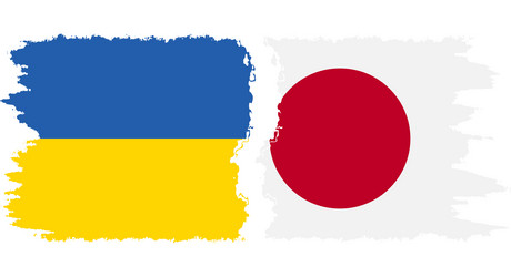 Ukraine and japan grunge flags connection Vector Image