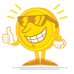 Smiling golden coin cartoon character Royalty Free Vector