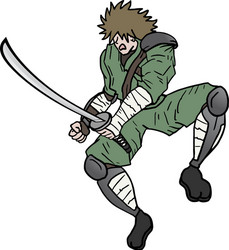 Ninja with a katana sword Royalty Free Vector Image