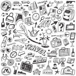 Travel doodles Royalty Free Vector Image - VectorStock