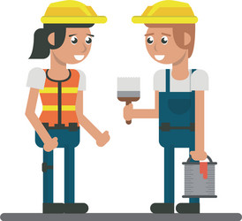 Construction workers geometric cartoons Royalty Free Vector