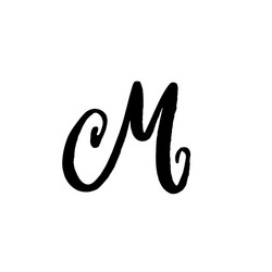 Hand painted letter m dry brush modern lettering Vector Image