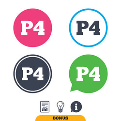 Parking fourth floor icon car p4 symbol Royalty Free Vector