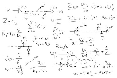Radio engineering schemes electronic formulas Vector Image