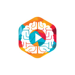 Brain media player logo design Royalty Free Vector Image