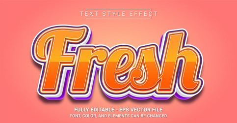 Fresh text style effect editable graphic text Vector Image