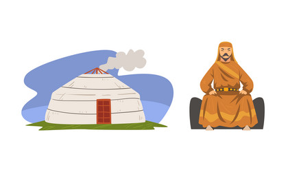 Mongol nomad character in traditional clothing Vector Image