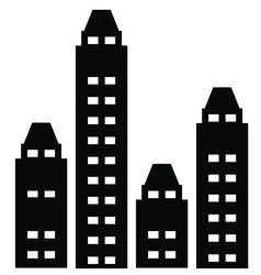 A flat black skyscraper and low-rise building Vector Image