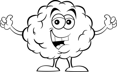 Cartoon smiling brain giving double thumbs up Vector Image