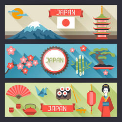Japanese travel banners national symbols of japan Vector Image